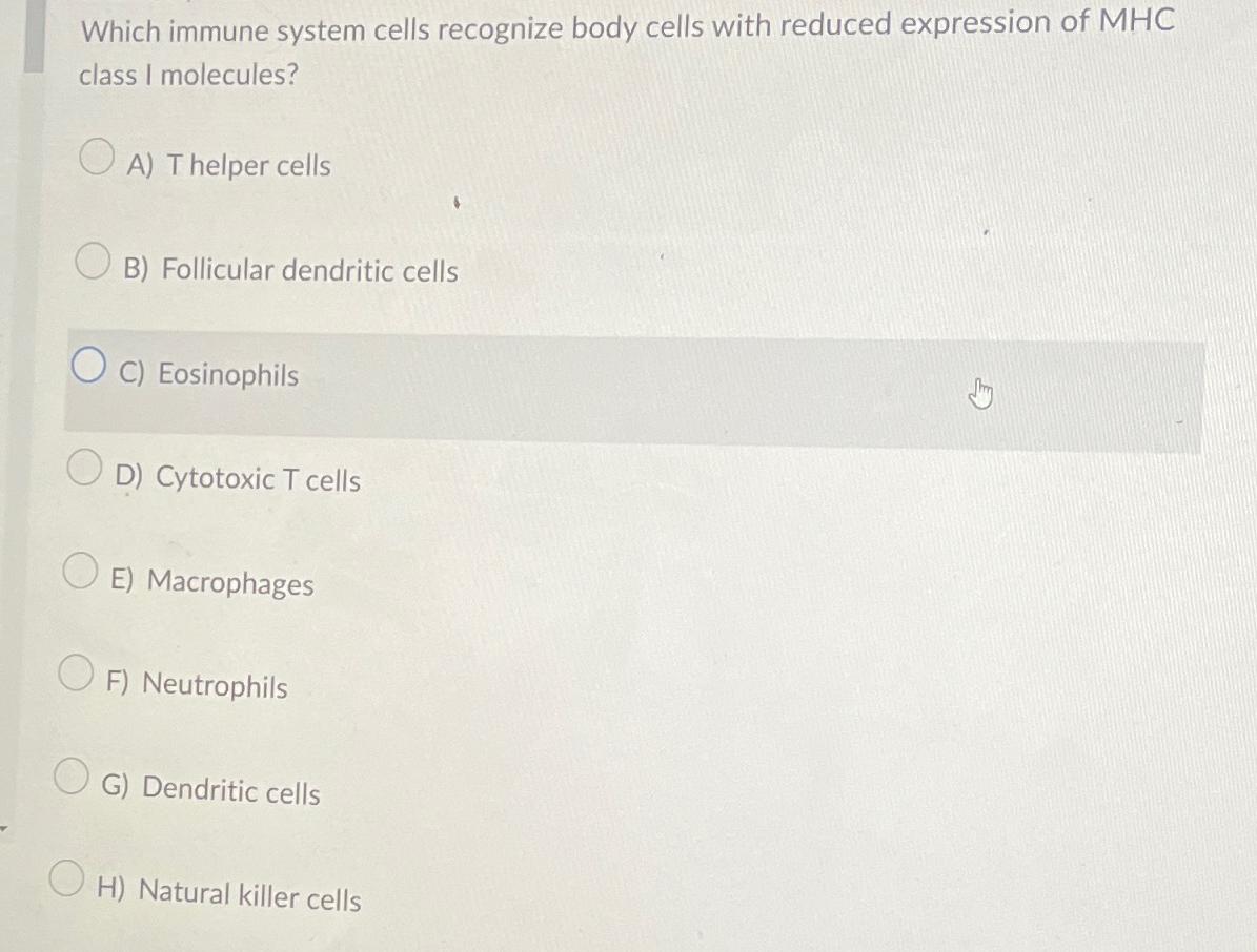 Solved Which immune system cells recognize body cells with | Chegg.com