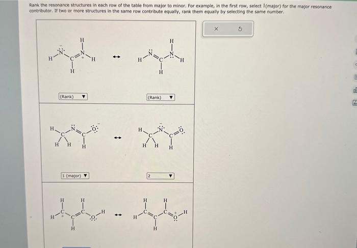 Solved Rank the resonance structures in each row of the | Chegg.com