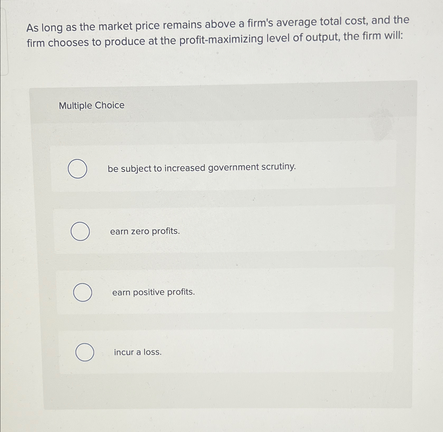 Solved As long as the market price remains above a firm's | Chegg.com