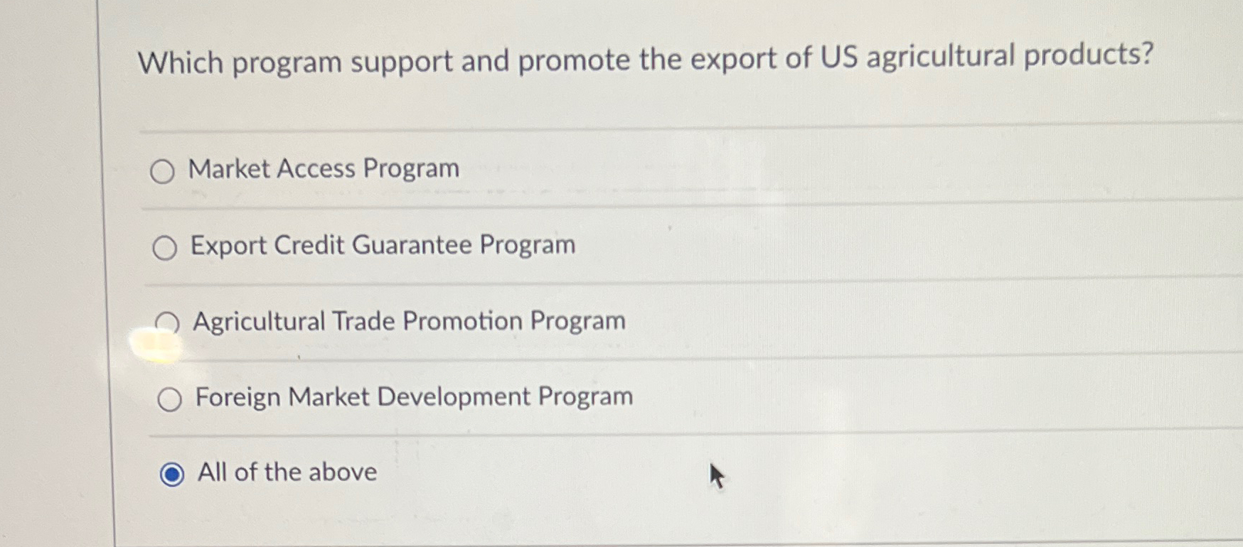 Solved Which program support and promote the export of US | Chegg.com