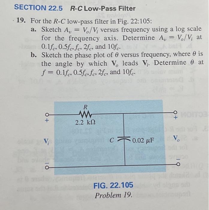 Solved SECTION 22.5 R-C Low-Pass Filter 19. For the R-C | Chegg.com