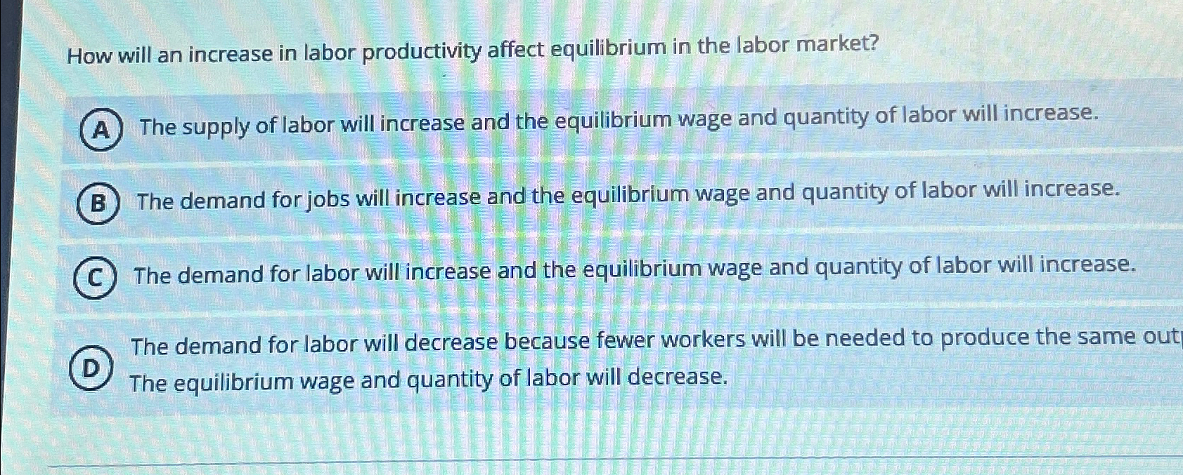 Solved How will an increase in labor productivity affect | Chegg.com