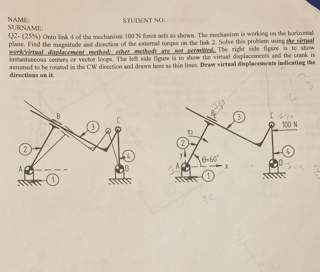 Solved NAME:STUDENT NO:SURNAME:Q2- (25%) ﻿Onto link 4 ﻿of | Chegg.com