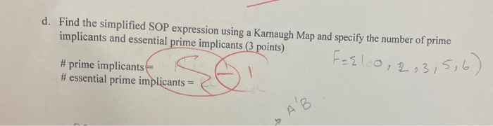 Solved d. Find the simplified SOP expression using a | Chegg.com