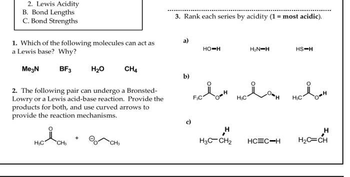 Solved 2. Lewis Acidity B. Bond Lengths C. Bond Strengths 3. | Chegg.com