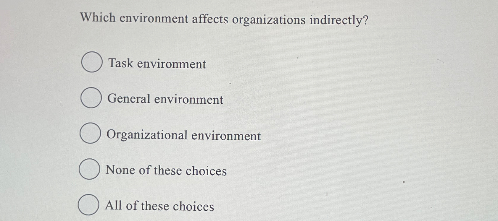 Solved Which environment affects organizations | Chegg.com
