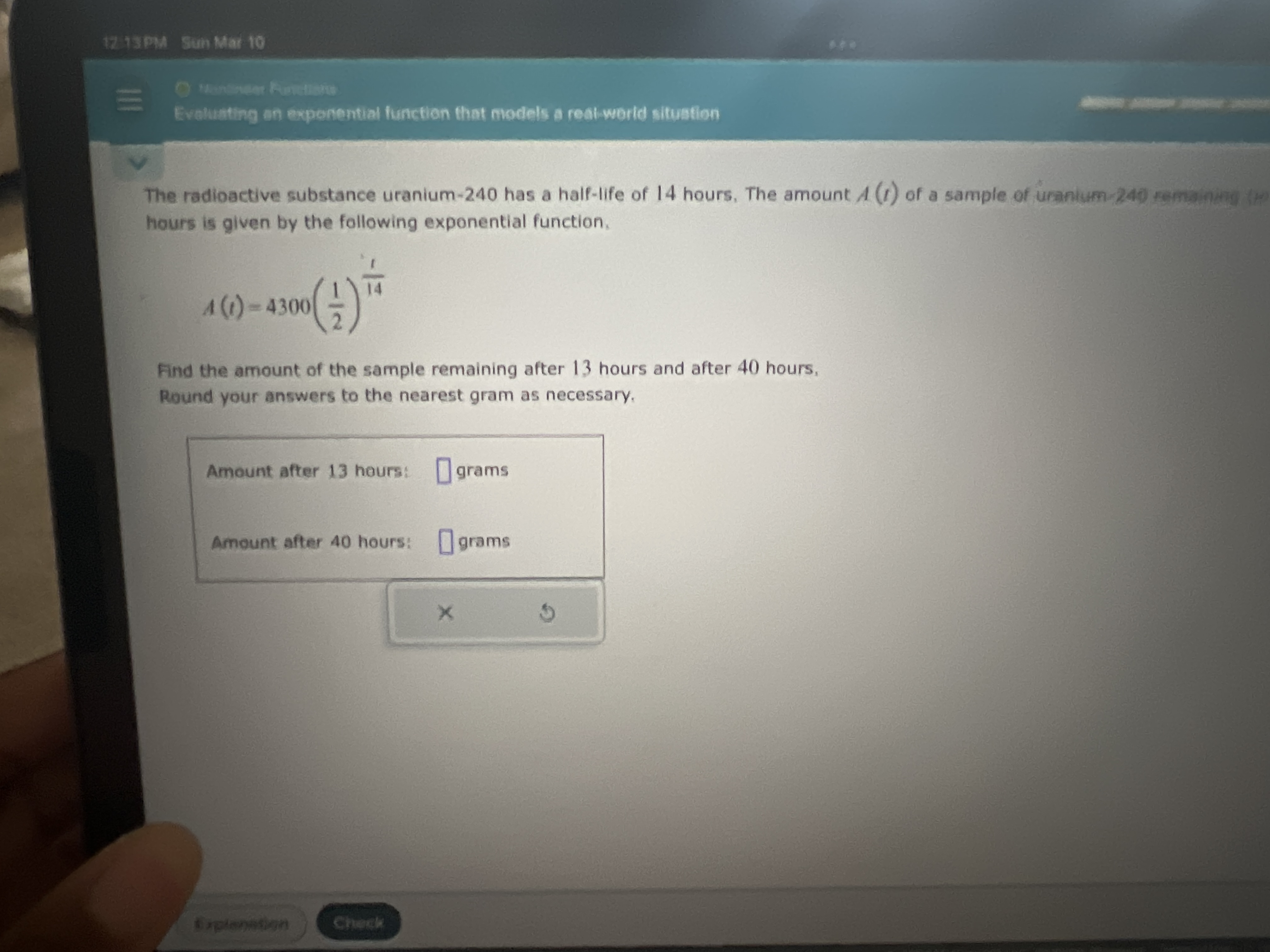 Solved hours is given by the following exponential | Chegg.com