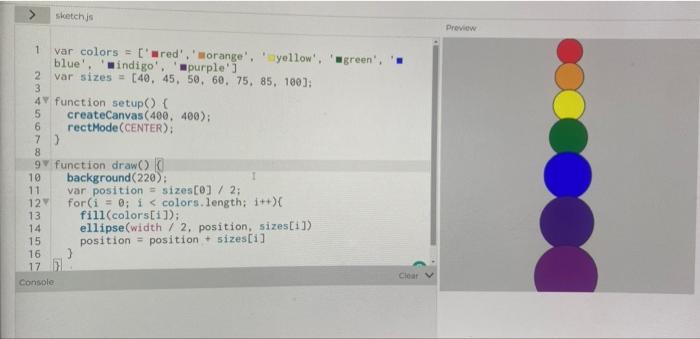 Solved P5 Js Arrays And Interaction Take The Following Code