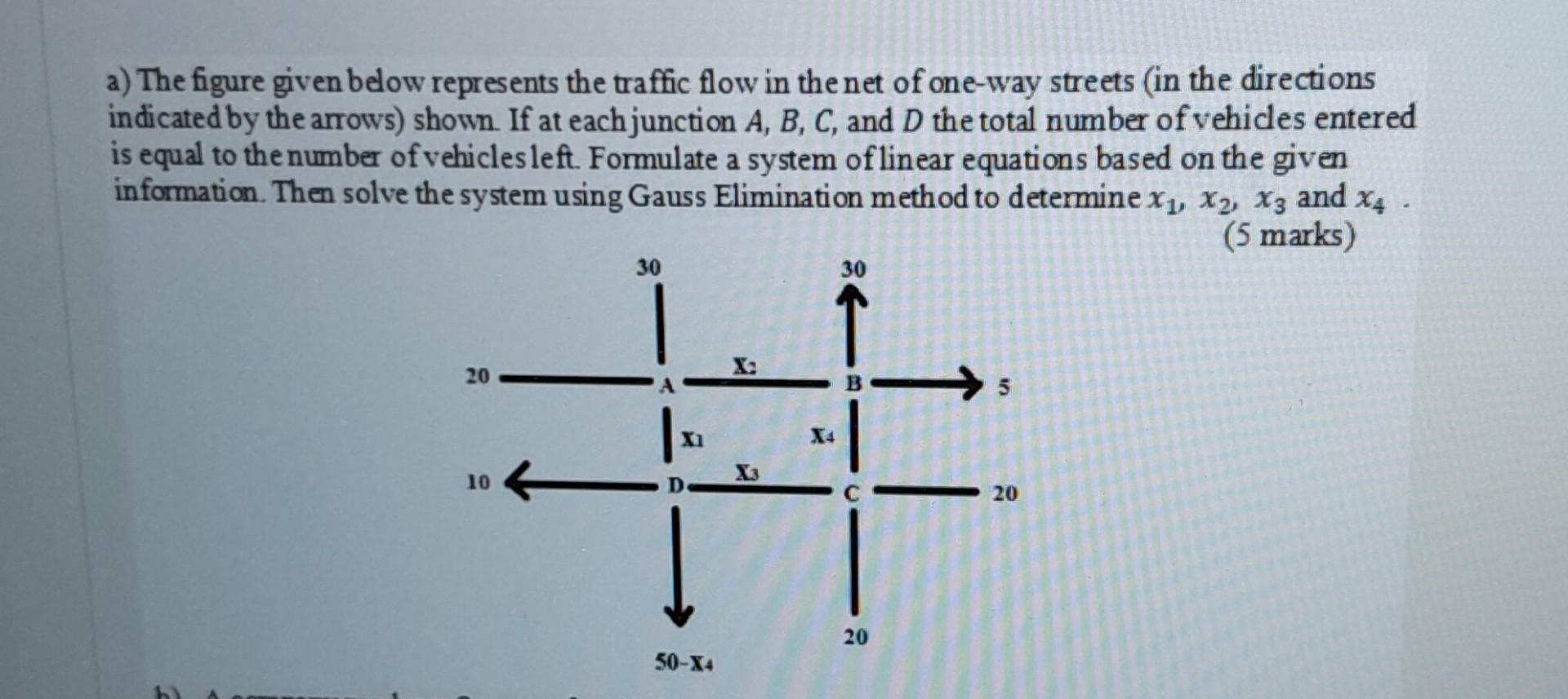 Solved a) The figure given below represents the traffic flow | Chegg.com