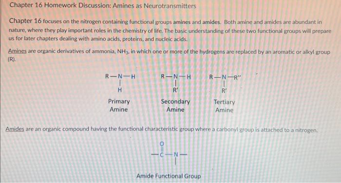 Chapter 16 Homework Discussion: Amines as | Chegg.com