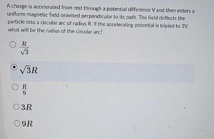 Solved A charge is accelerated from rest through a potential | Chegg.com