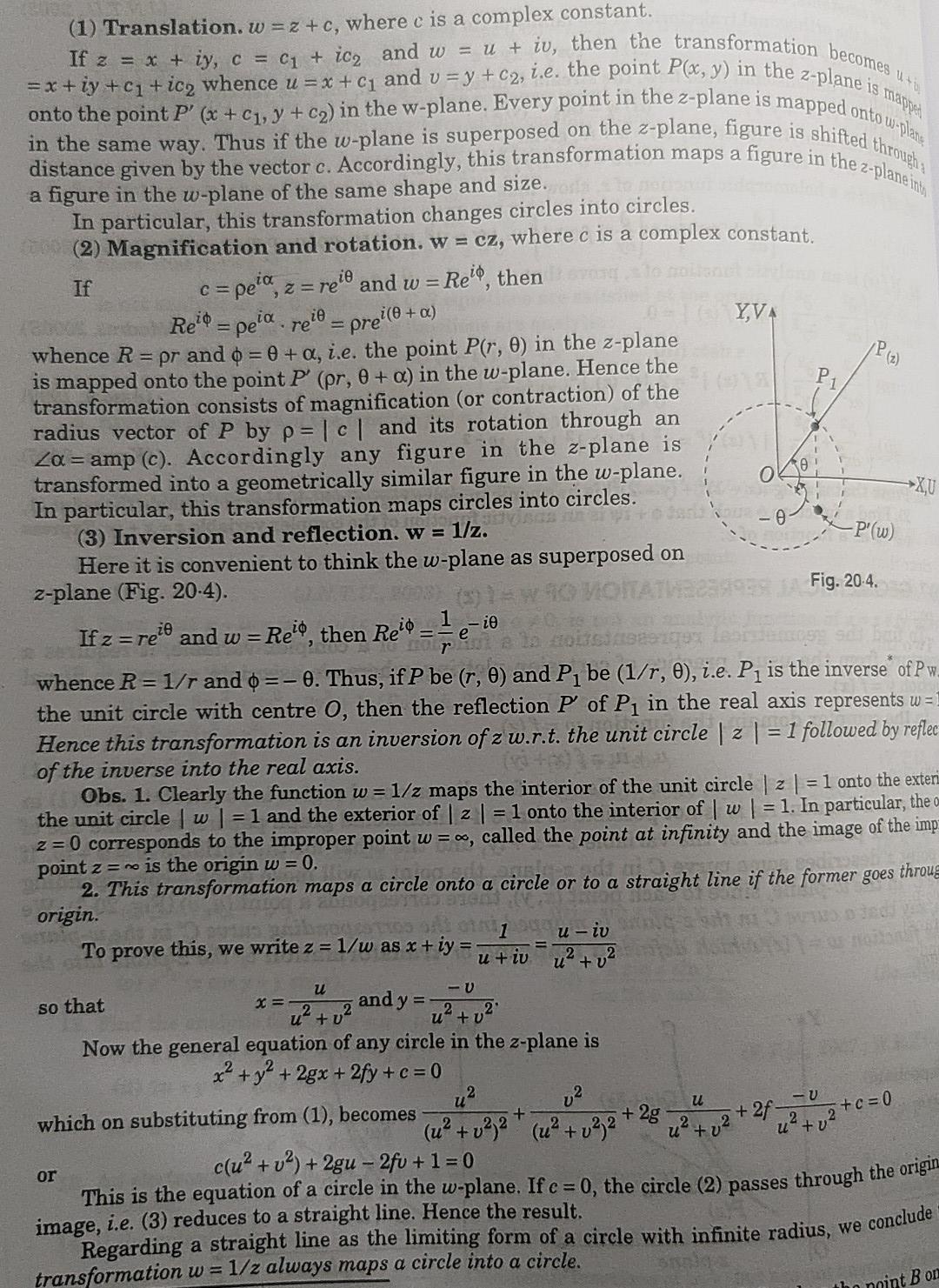 Solved (1) Translation. w=z+c, where c is a complex | Chegg.com