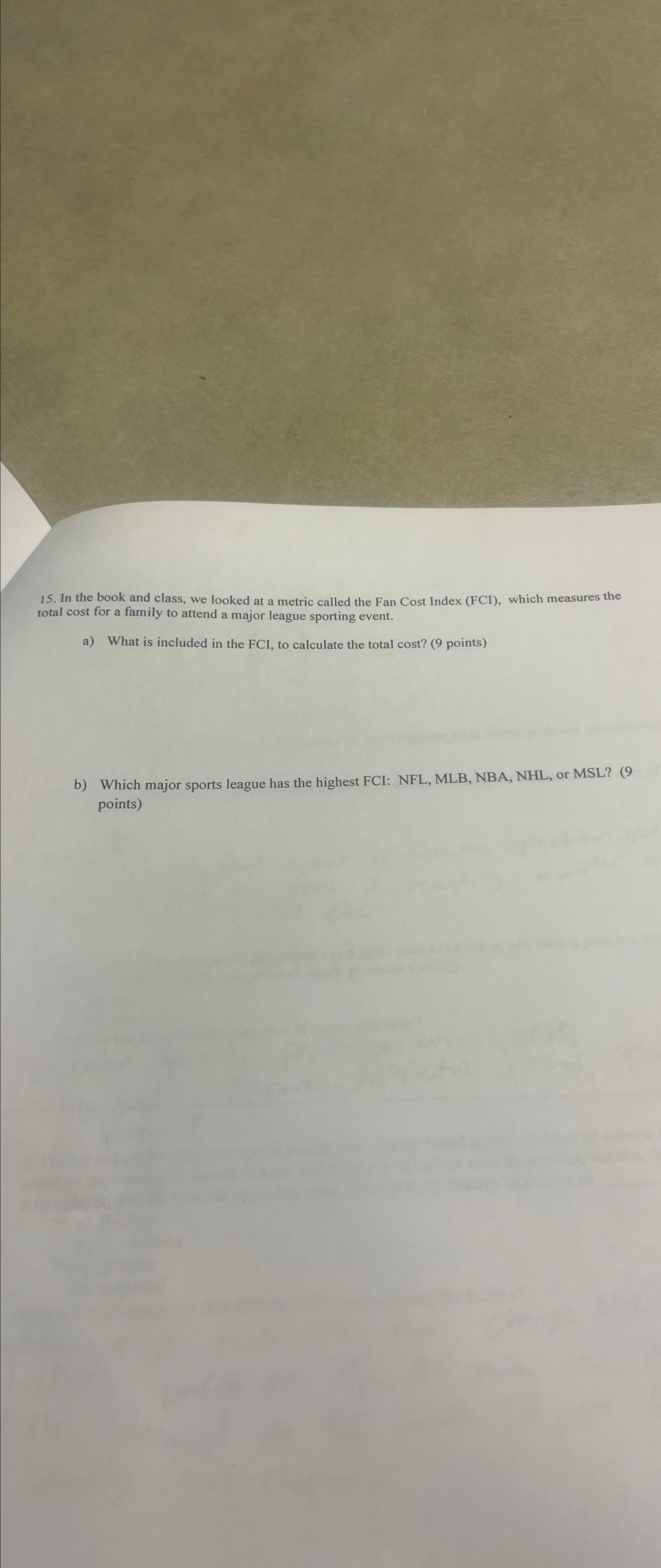 Solved In the book and class, we looked at a metric called | Chegg.com