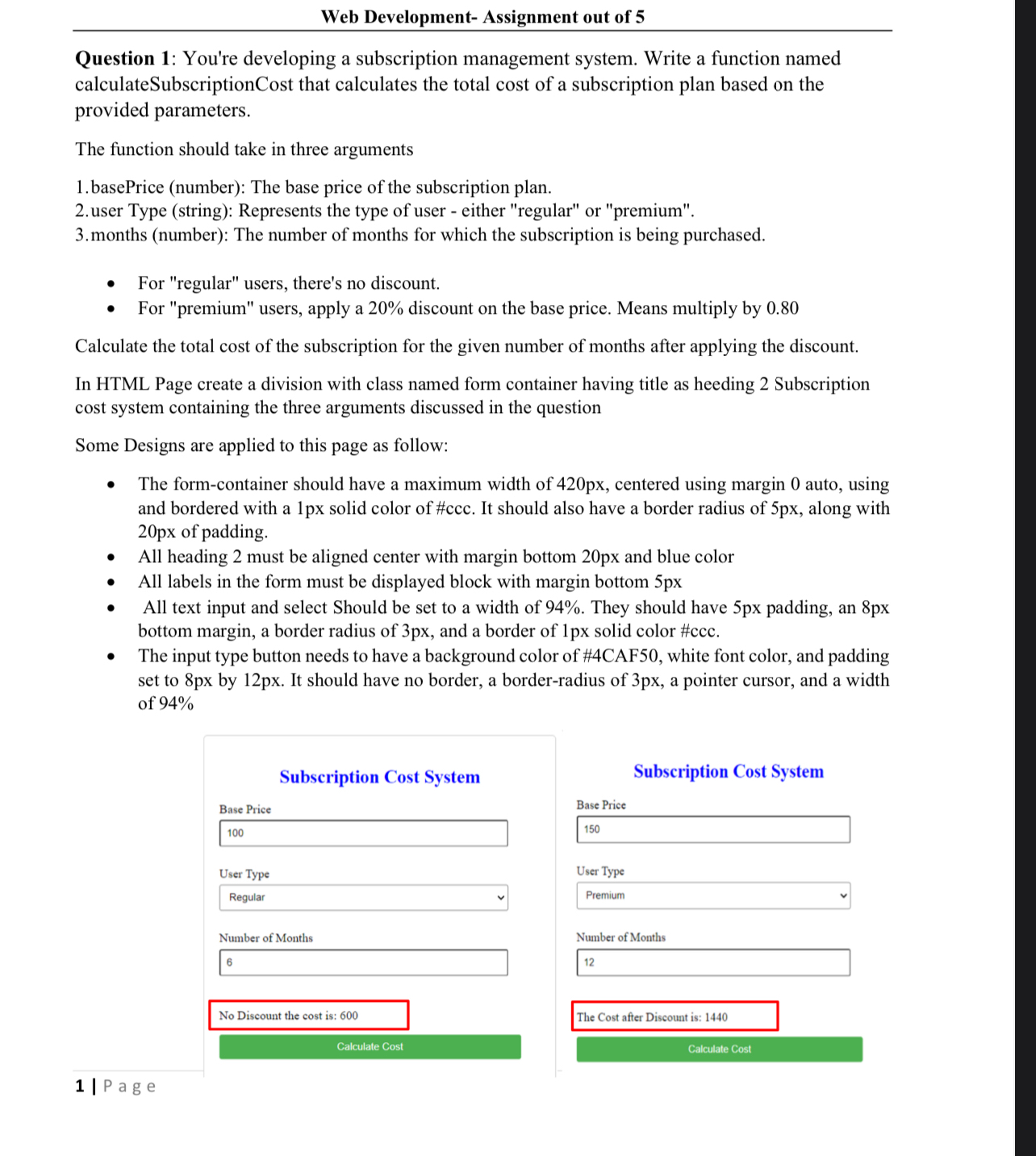 Solved Web Development- ﻿Assignment out of 5Question 1: | Chegg.com