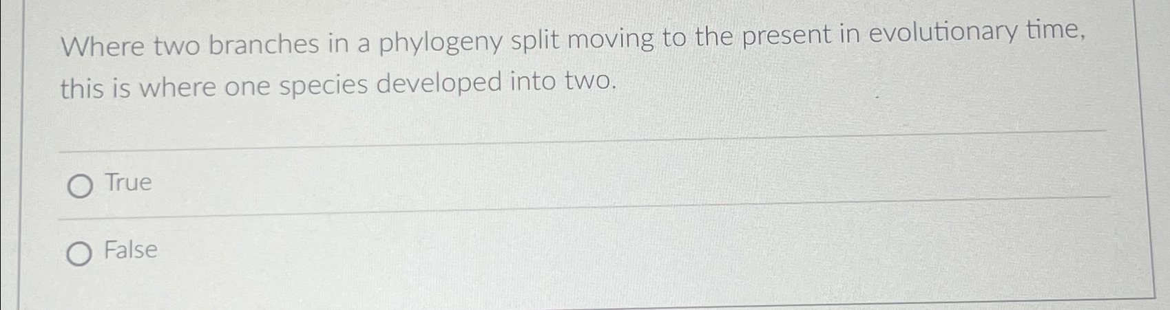 Solved Where two branches in a phylogeny split moving to the | Chegg.com
