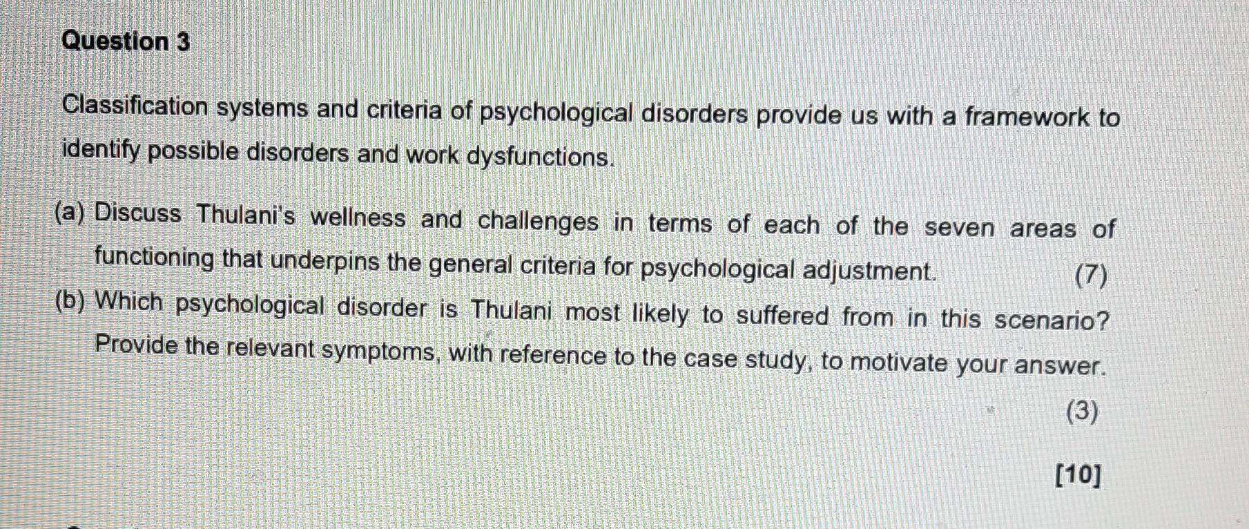 Solved Classification systems and criteria of psychological | Chegg.com