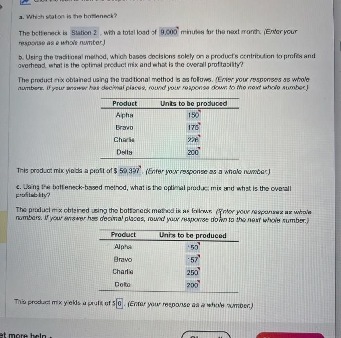 Solved a. Which station is the bottleneck? The bottleneck is | Chegg.com