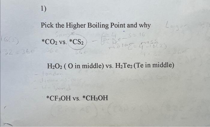 Solved Pick the Higher Boiling Point and why ∗CO2 vs. ∗CS2 | Chegg.com