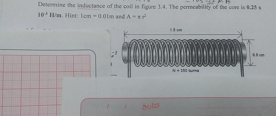 Solved = ت - W Determine the inductance of the coil in | Chegg.com