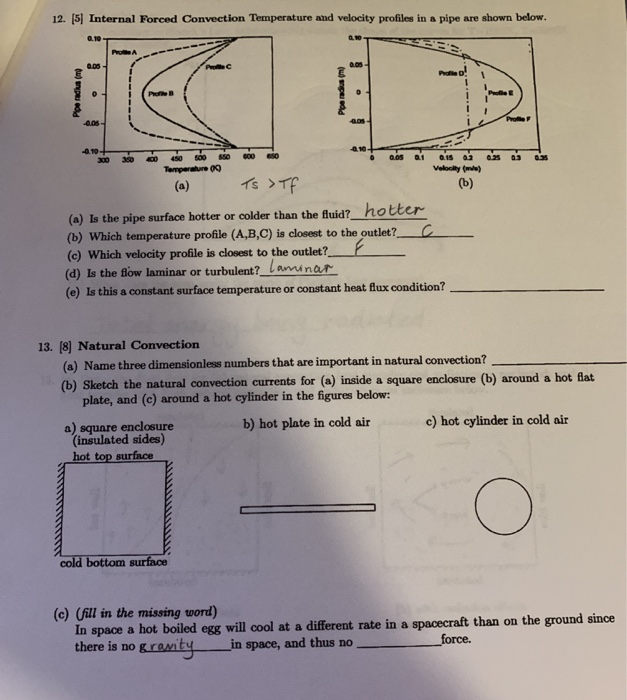 Solved 12. [5] Internal Forced Convection Temperature and | Chegg.com