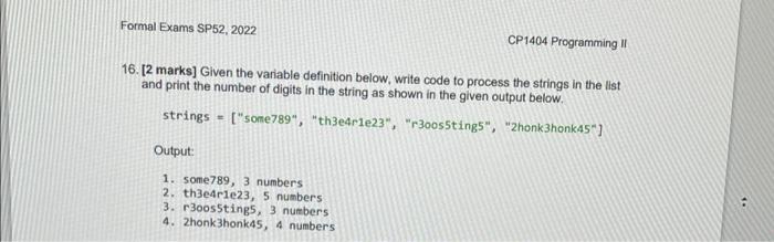 Solved 16. [2 marks] Given the variable definition below, | Chegg.com