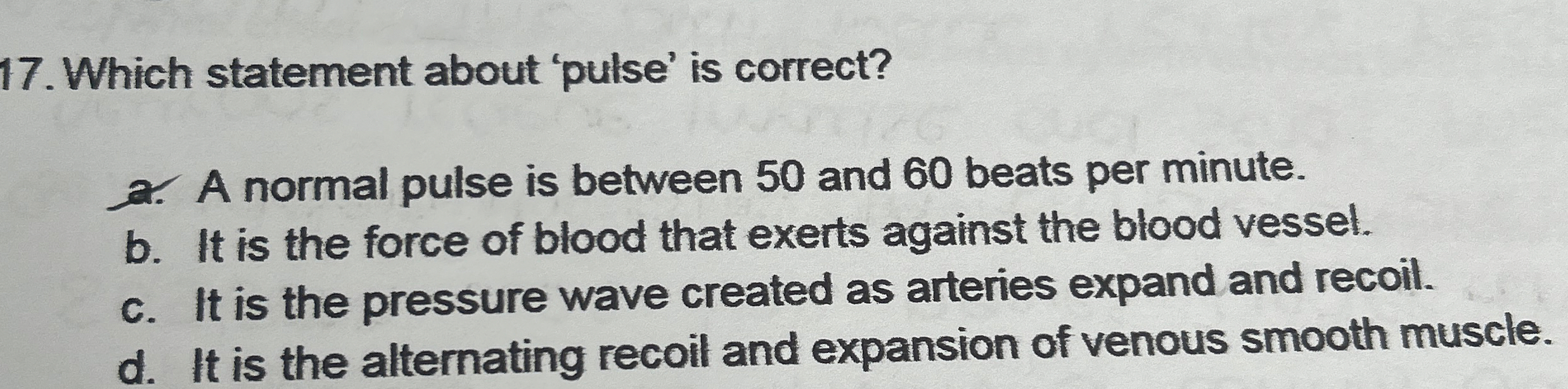 Solved Which statement about 'pulse' is correct?A normal | Chegg.com