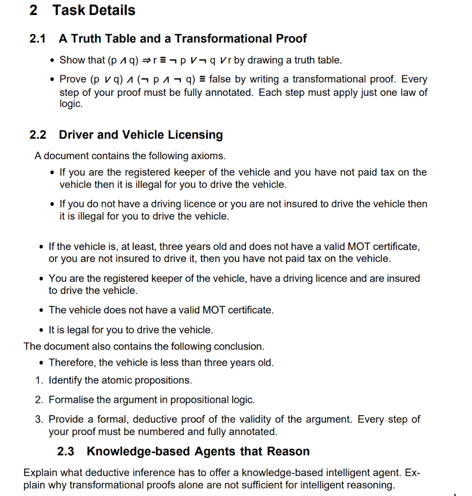 Solved 2 ﻿Task Details2.1 ﻿A Truth Table and a | Chegg.com