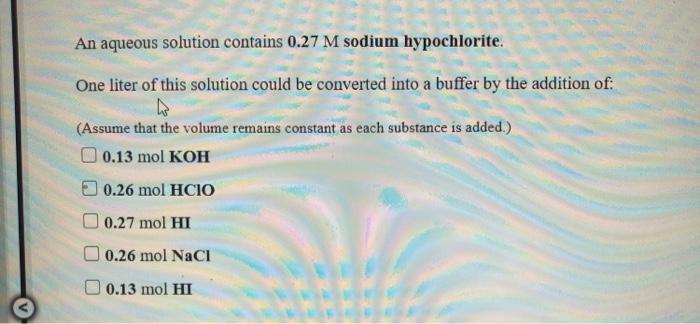 Solved An aqueous solution contains 0.27 M sodium | Chegg.com