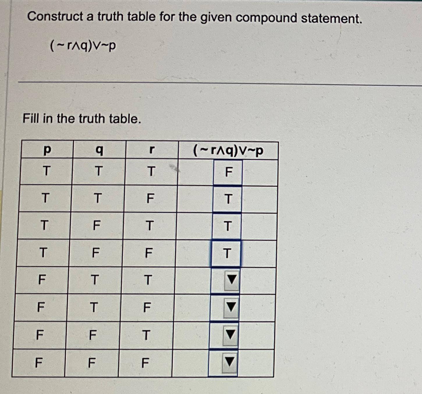 Solved Construct a truth table for the given compound | Chegg.com