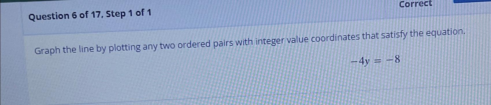 Solved Question 6 ﻿of 17, ﻿Step 1 ﻿of 1CorrectGraph the line | Chegg.com