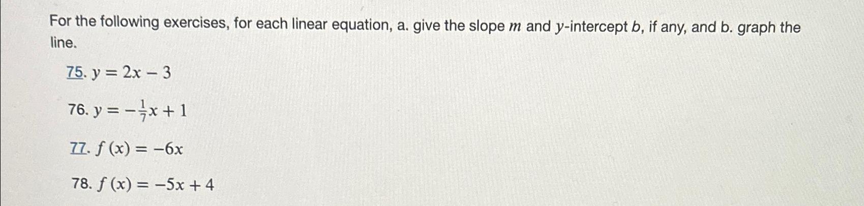 Solved For the following exercises, for each linear | Chegg.com