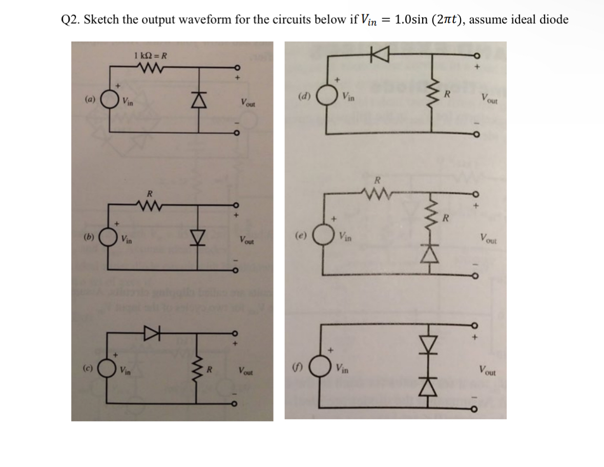 Solved Q2. ﻿Sketch the output waveform for the circuits | Chegg.com
