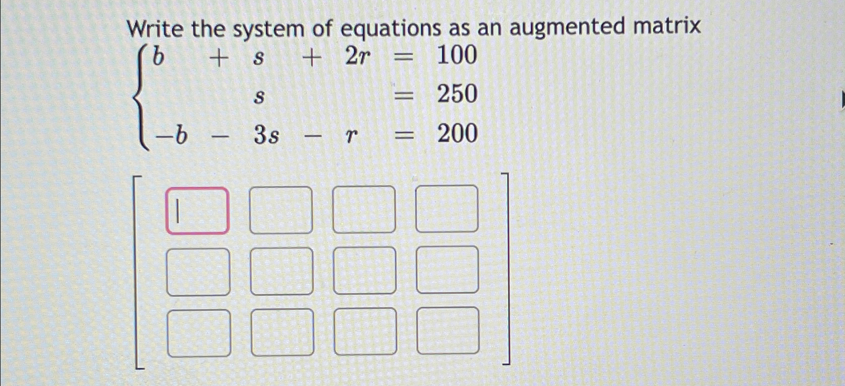 Solved Write the system of equations as an augmented | Chegg.com