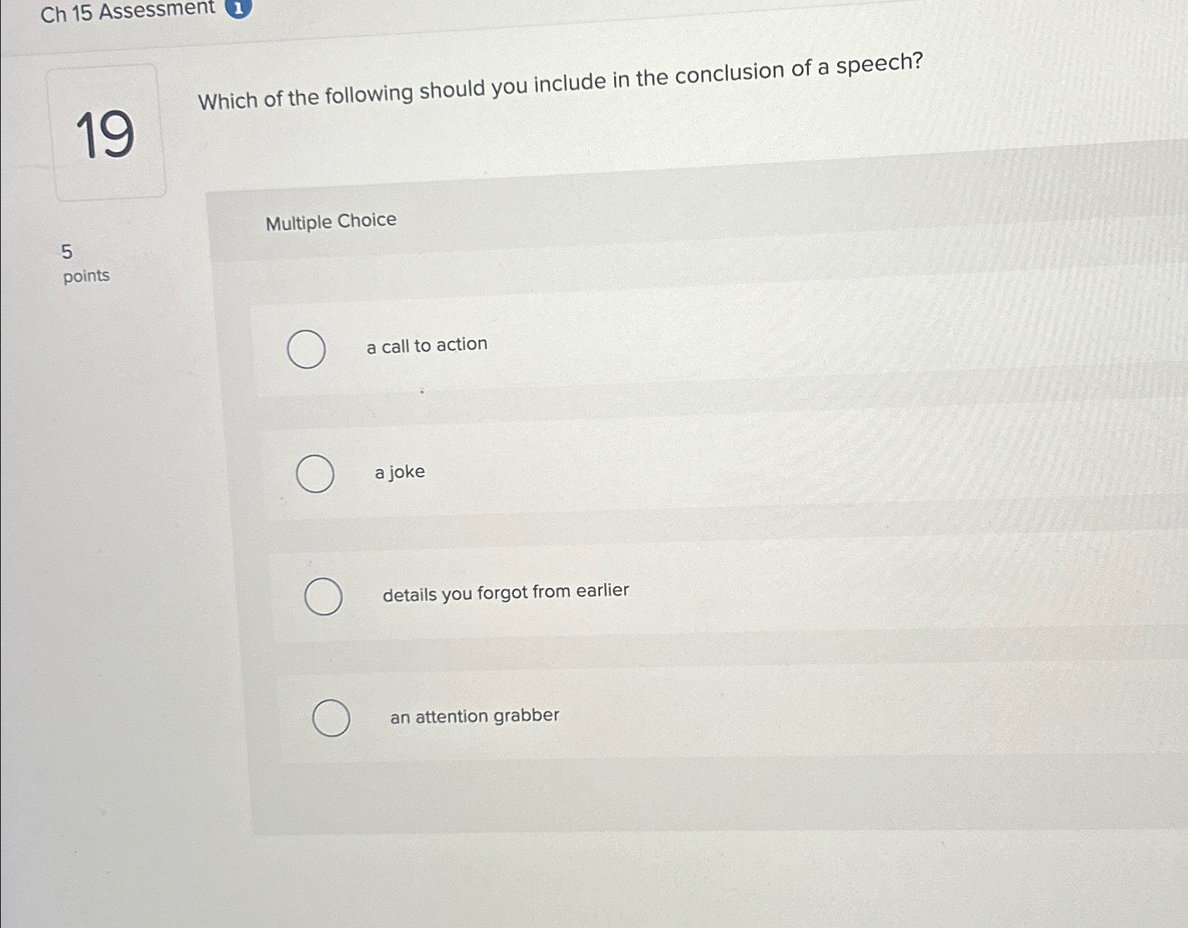 Solved Ch 15 ﻿Assessment19Which of the following should you | Chegg.com