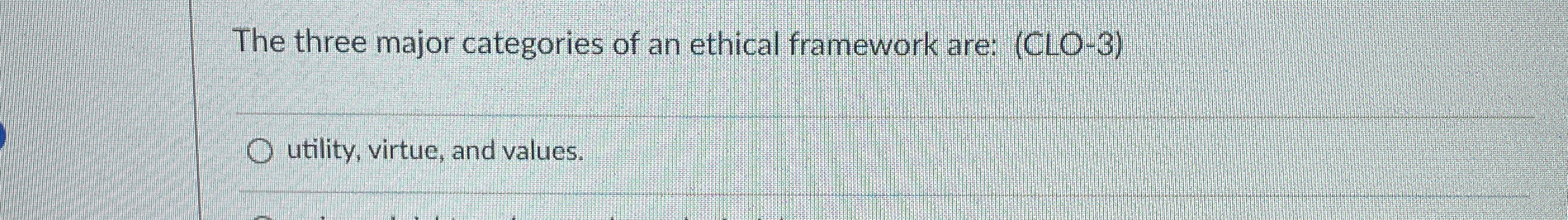 Solved The three major categories of an ethical framework | Chegg.com