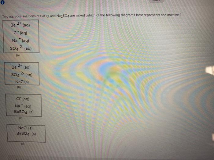 Solved Two aqueous solutions of BaCI2 and Na2SO4 are mixed | Chegg.com