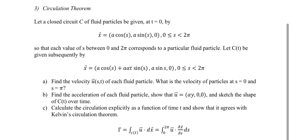 Circulation TheoremLet a closed circuit C ﻿of fluid | Chegg.com