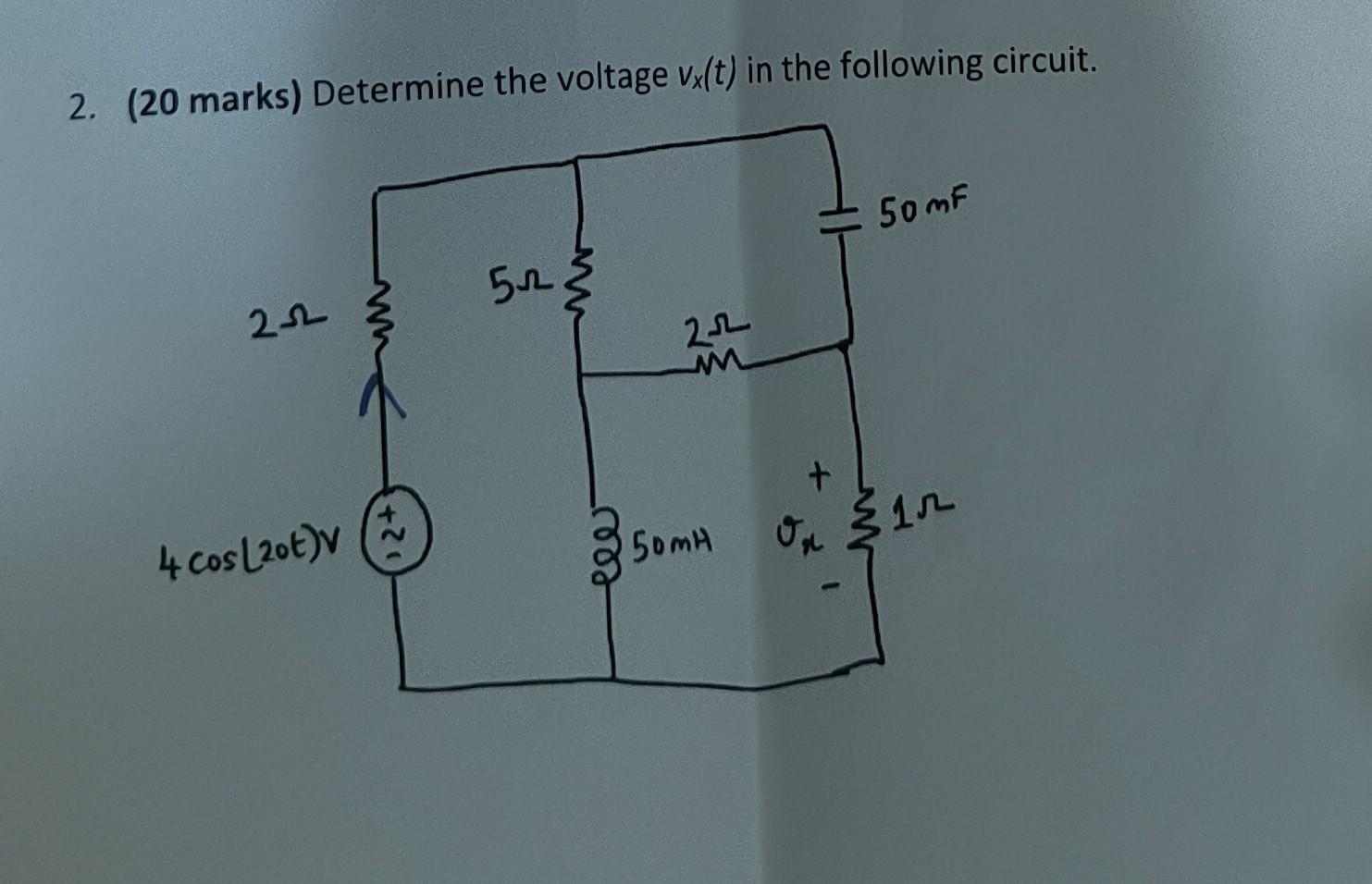 Solved 2. Ion marks) Determine the voltage vx(t) in the | Chegg.com