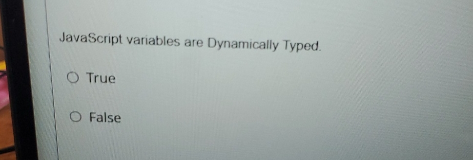 Solved Javascript Variables Are Dynamically Typedtruefalse