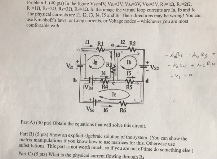 Solved Problem 1. (40 pts) In the figure Vsı-4V, Vs2=3V, | Chegg.com