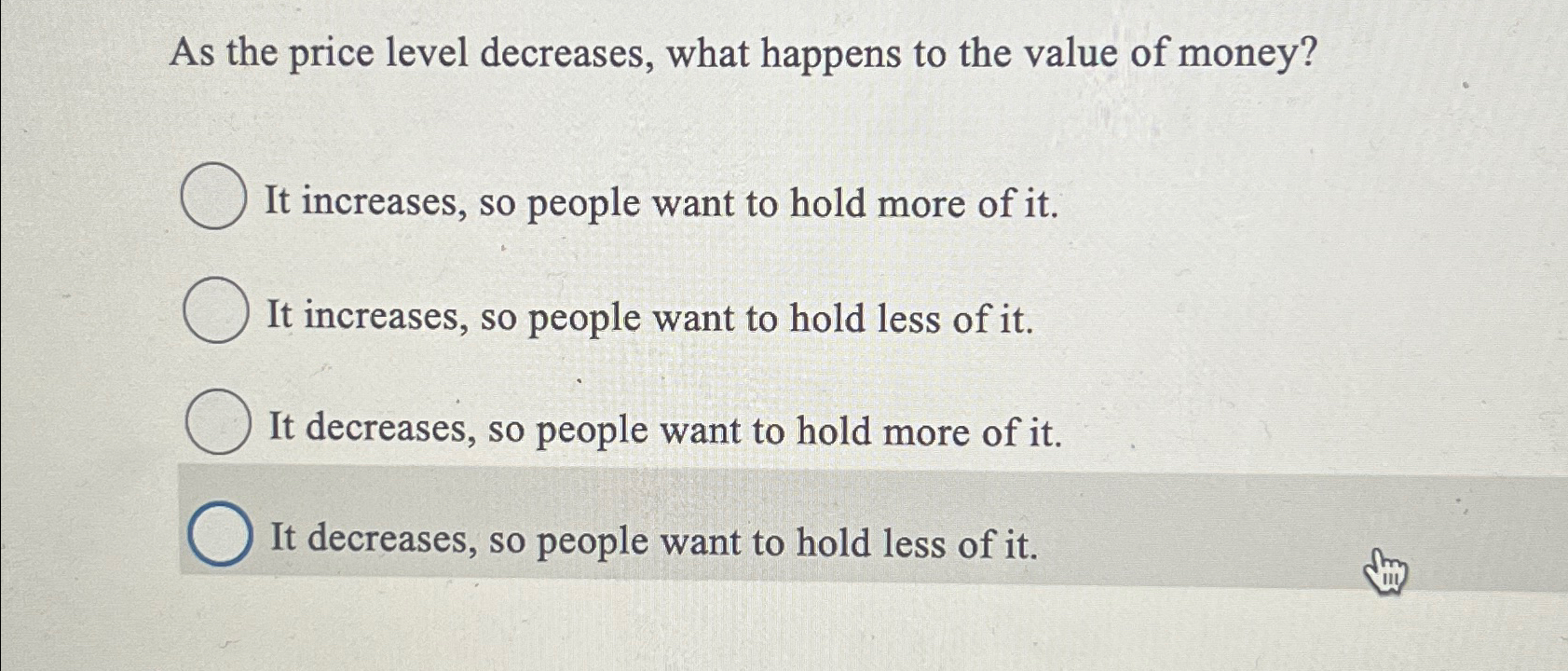 Solved As the price level decreases, what happens to the | Chegg.com