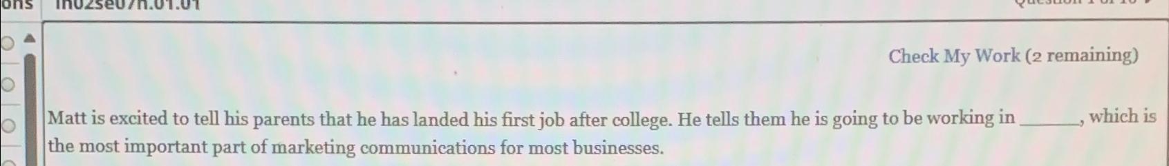 Solved Check My Work (2 ﻿remaining)Matt is excited to tell | Chegg.com