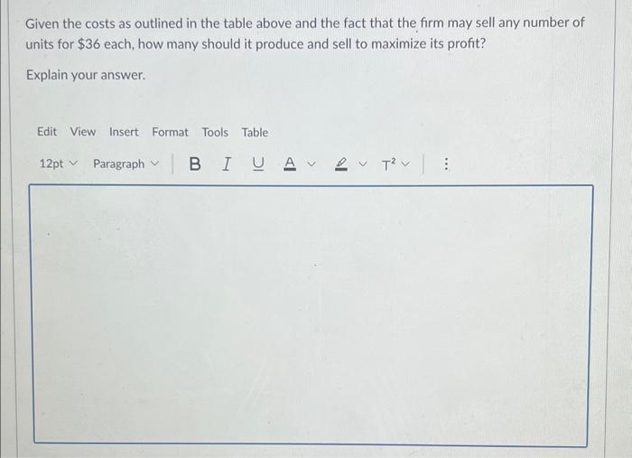Solved Consider this table of total costs (TC) for a firm | Chegg.com