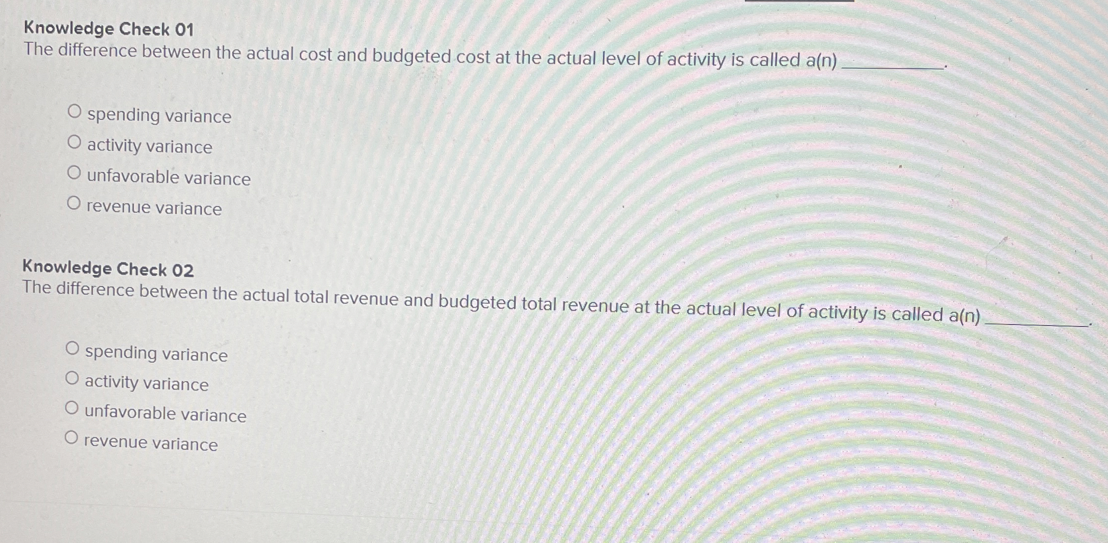 Solved Knowledge Check 01The difference between the actual | Chegg.com