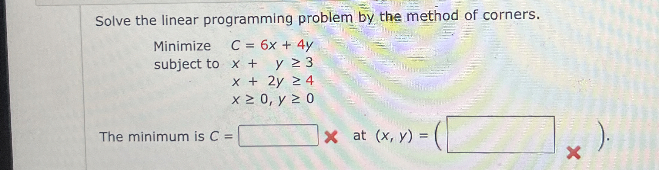 Solved Solve the linear programming problem by the method of | Chegg.com
