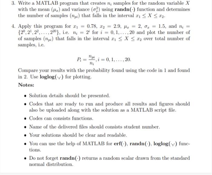 Solved 3. Write a MATLAB program that creates n; samples for | Chegg.com
