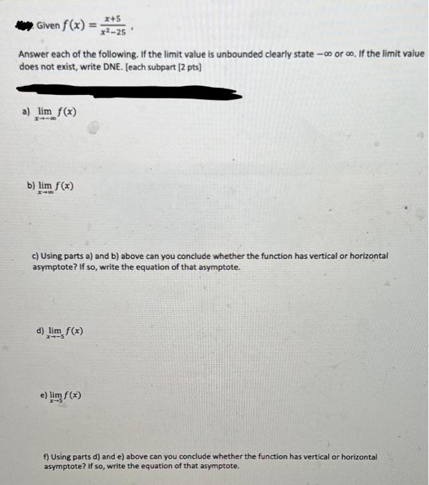 Solved Given f(x)=x2−25x+5 Answer each of the following. If | Chegg.com