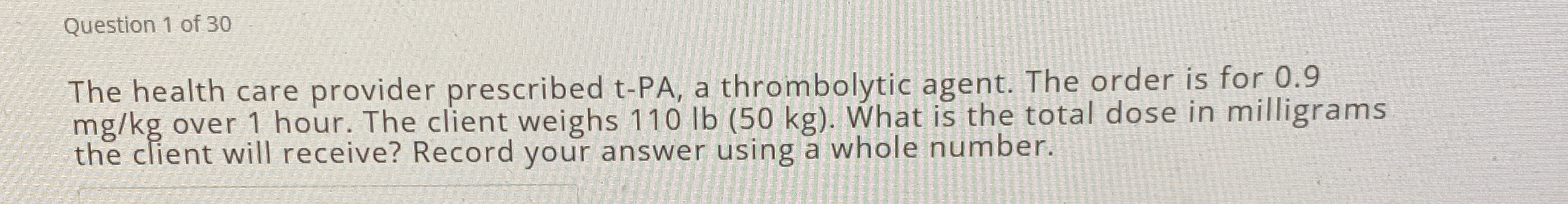 Solved Question 1 ﻿of 30The health care provider prescribed | Chegg.com
