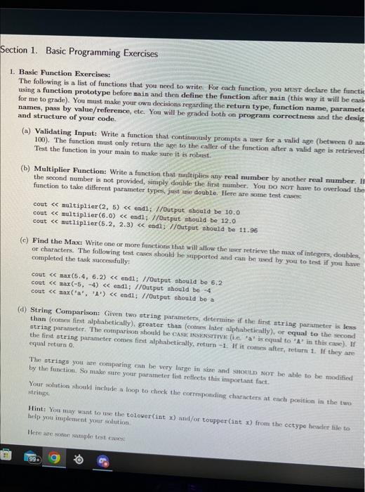 Solved 1. Basic Function Excreises: The following is a list | Chegg.com Solved 1. Basic Function Excreises: The following is a list | Chegg.com