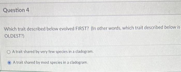 Solved Which traits are used to build cladograms that show | Chegg.com